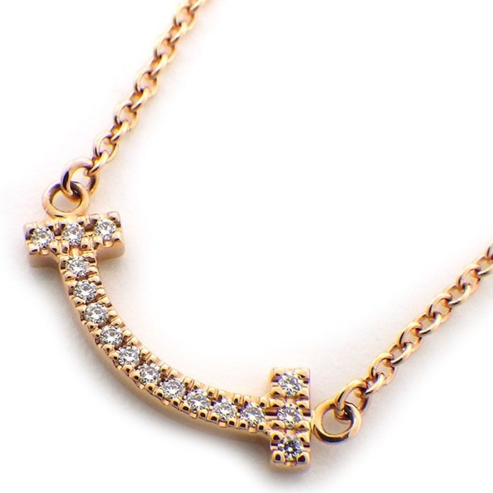 Tiffany T Smile Mini Micro Diamond Necklace Pink Gold - Gem